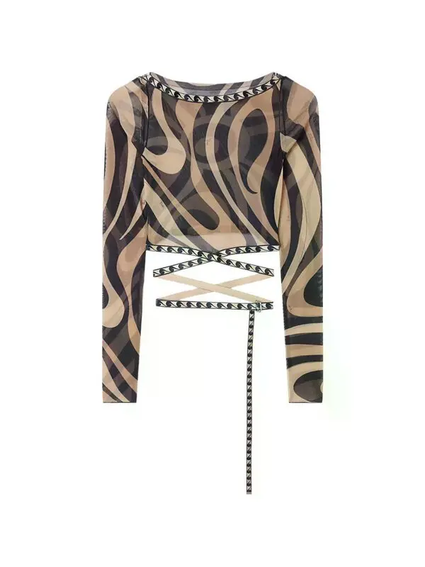 Emilio Pucci Marmo Print Tulle Crop Top