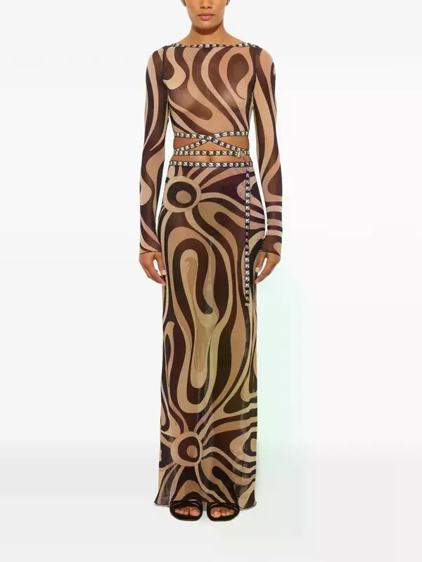 Emilio Pucci Marmo Print Tulle Crop Top