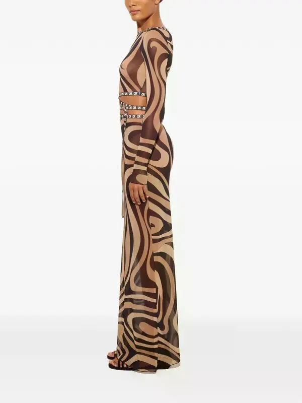 Emilio Pucci Marmo Print Tulle Crop Top