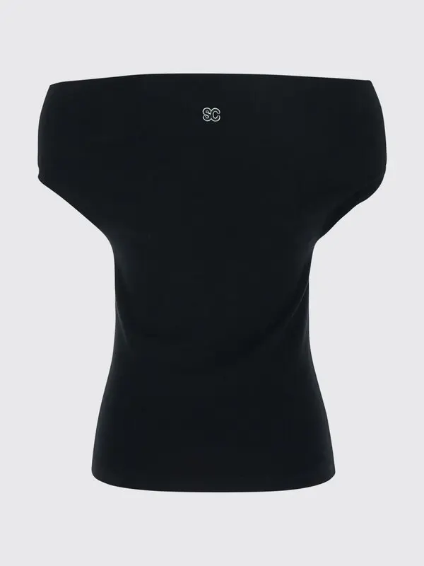 SEMICOUTURE Off-the-shoulder Jersey Top - Black