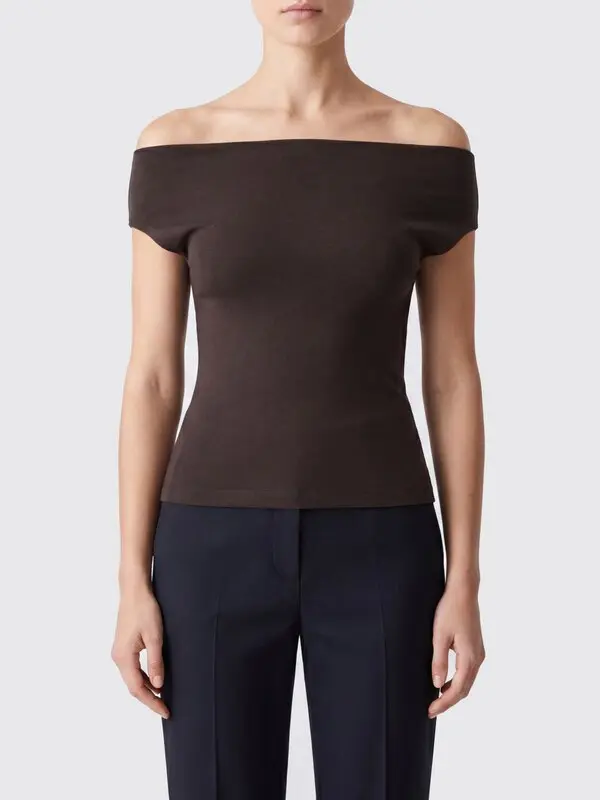 SEMICOUTURE Off-the-shoulder Top With Short Sleeves - Brown