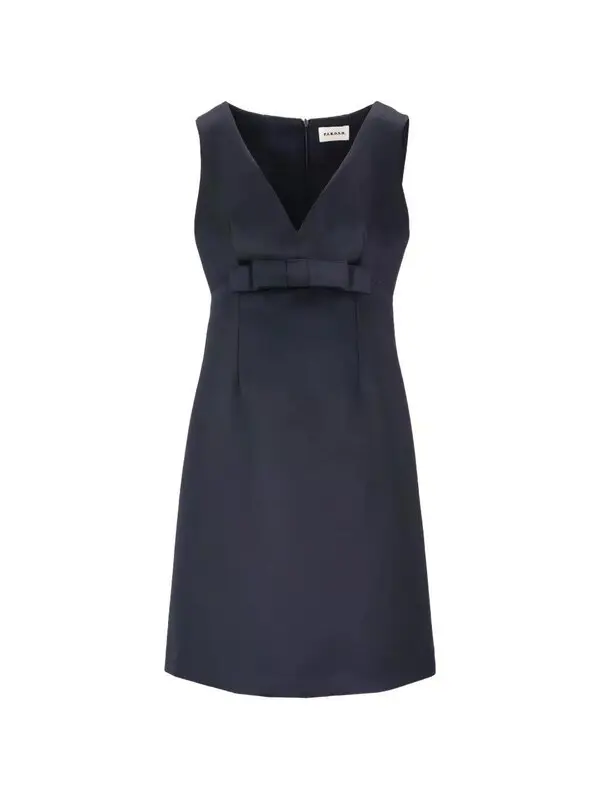 P.a.r.o.s.h Navy Bow Detail V-neck Dress - Blue