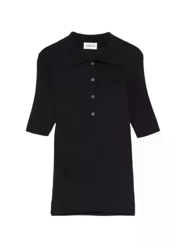 P.a.r.o.s.h Ribbed Knit Polo Shirt - Black