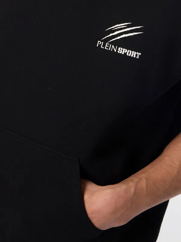 PLEIN SPORT Sleeveless Hoodie With Logo Detail - Black