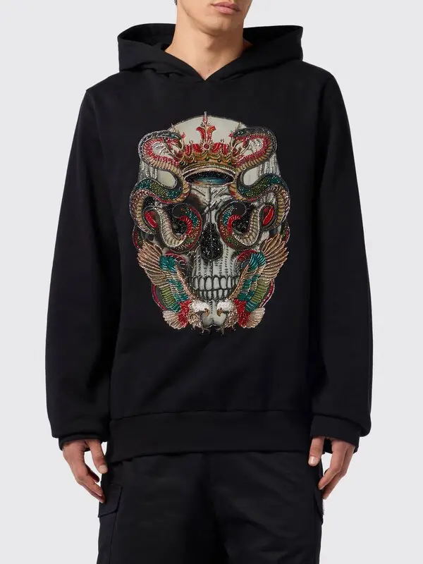 Philipp Plein Embellished Skull Hoodie - Black