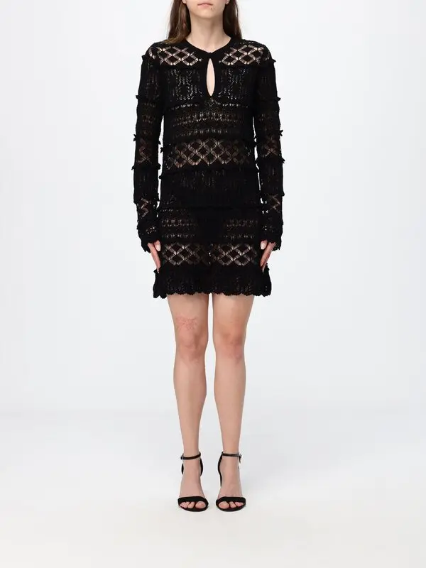 SEMICOUTURE Crochet Lace Dress - Black