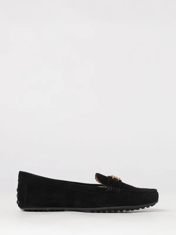 Ralph Lauren Suede Loafers With Gold Tone Horsebit Detail - Black
