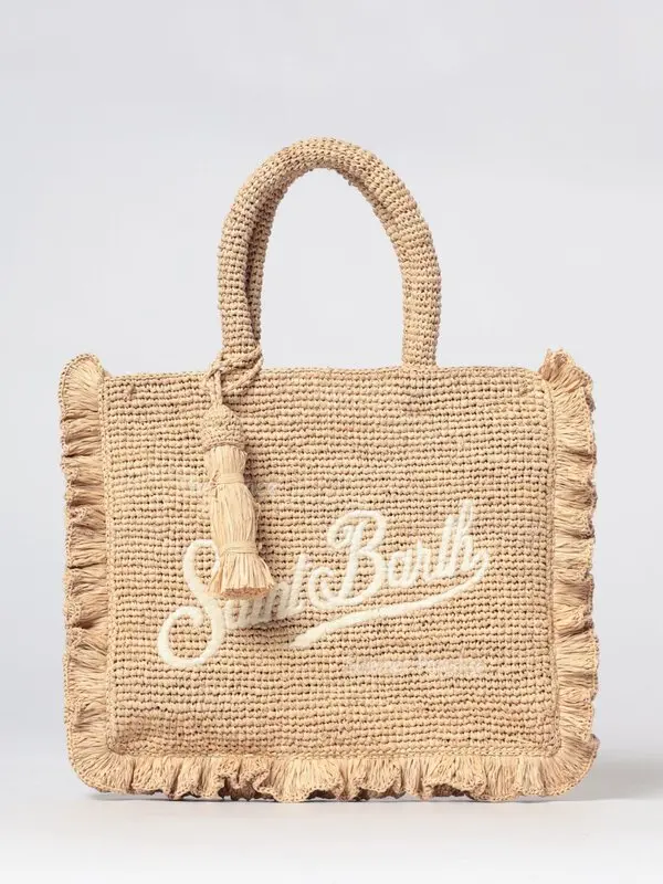 MC2 SAINT BARTH Raffia Tote Bag With Tassel Detail - Beige