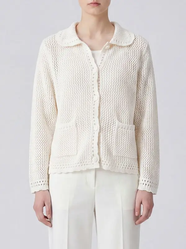 DUNST Linen And Cotton Blend Crochet Cardigan - Ivory