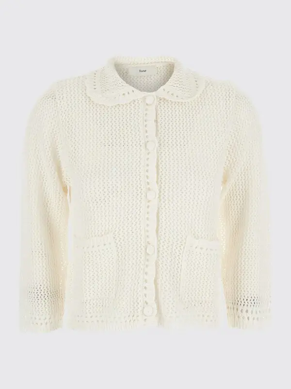 DUNST Linen And Cotton Blend Crochet Cardigan - Ivory