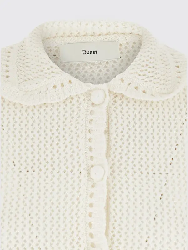 DUNST Linen And Cotton Blend Crochet Cardigan - Ivory