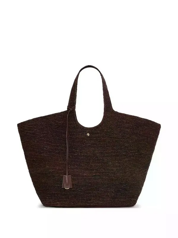 ANINE BING Lili Woven Raffia Tote Bag - Brown