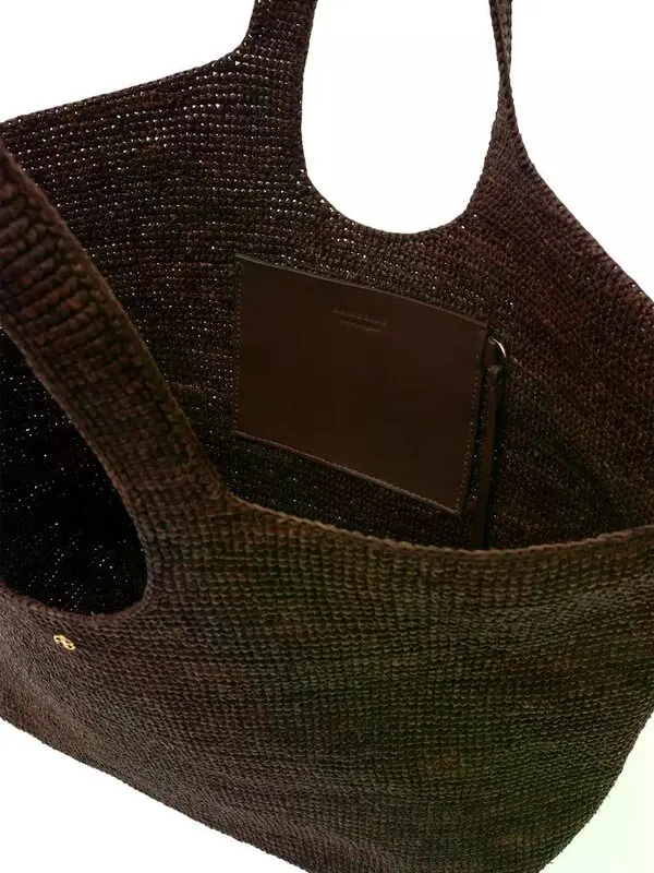 ANINE BING Lili Woven Raffia Tote Bag - Brown