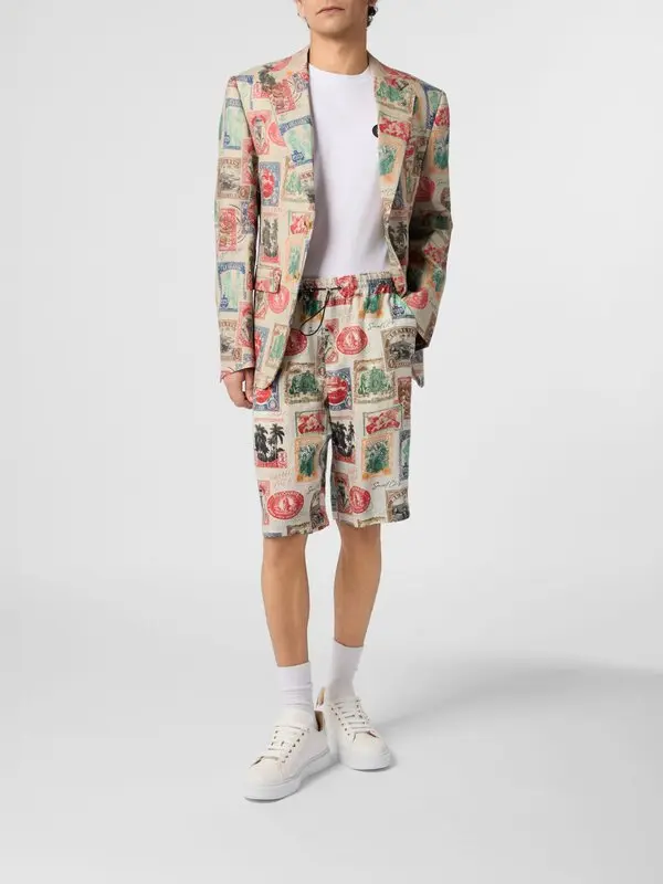 BILLIONAIRE Knee-length Printed Linen Shorts