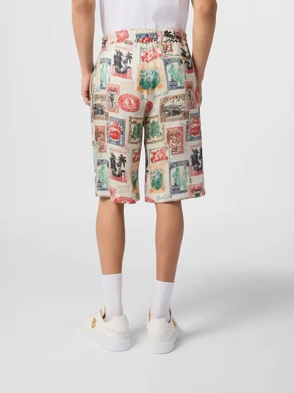 BILLIONAIRE Knee-length Printed Linen Shorts