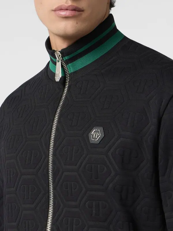 Philipp Plein Textured Zip-up Jacket - Black