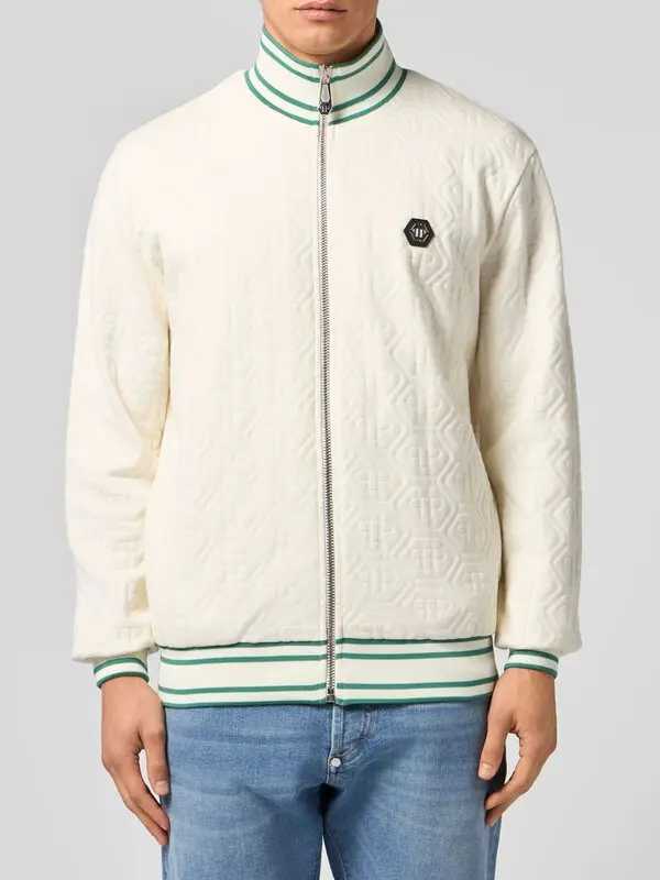 Philipp Plein Textured Zip-up Jacket - White