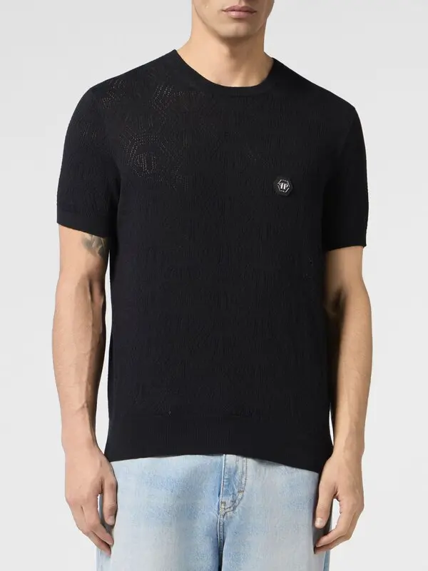 Philipp Plein Cotton Jumper With Perforated Monogram