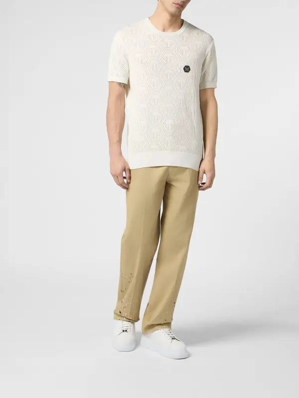 Philipp Plein Cotton Jumper With Perforated Monogram