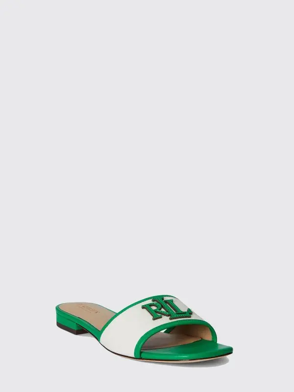 Ralph Lauren Everley" Mule Sandals In Canvas And Leather