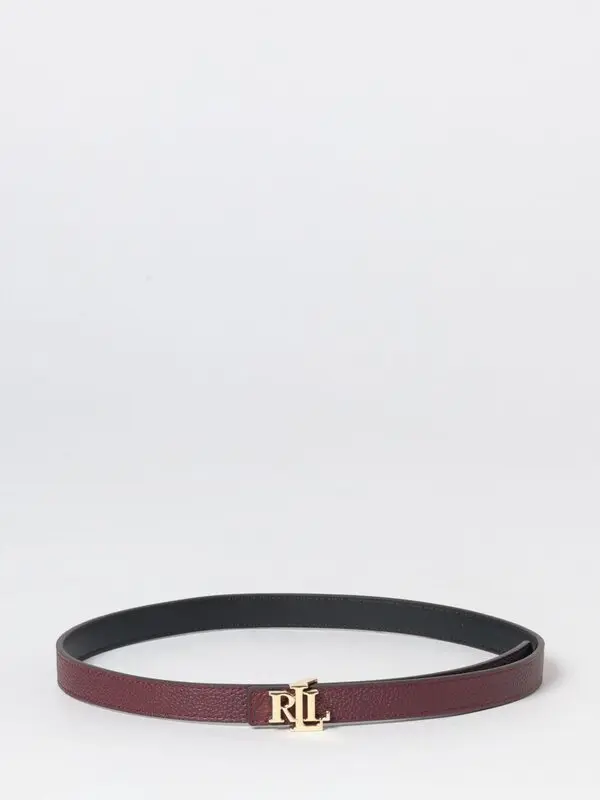 Ralph Lauren Reversible Leather Belt With Monogram Buckle - Burgundy