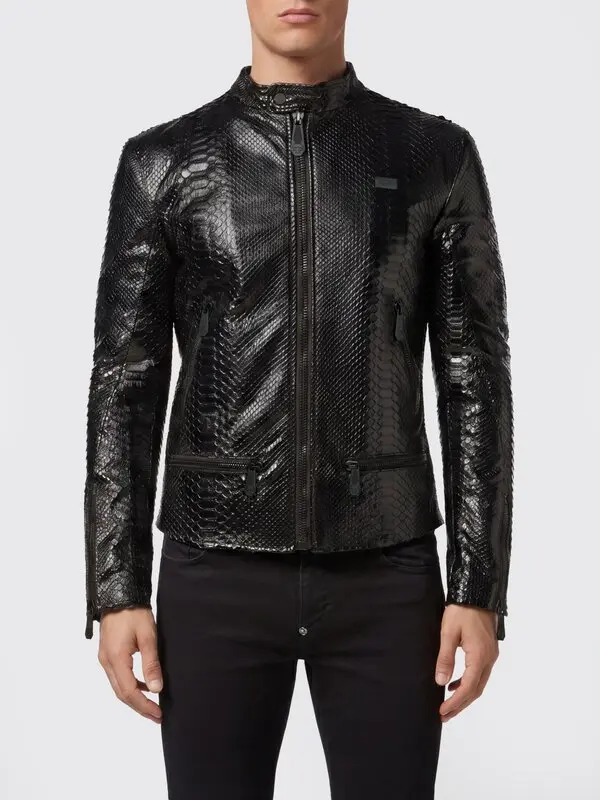 Philipp Plein Textured Zip-up Jacket - Black