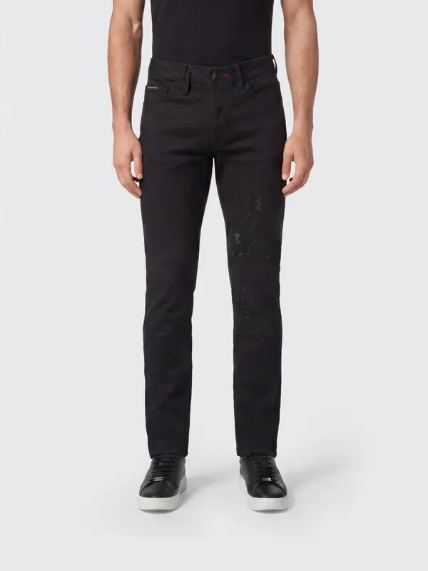 Philipp Plein Embellished Straight Leg Jeans - Black