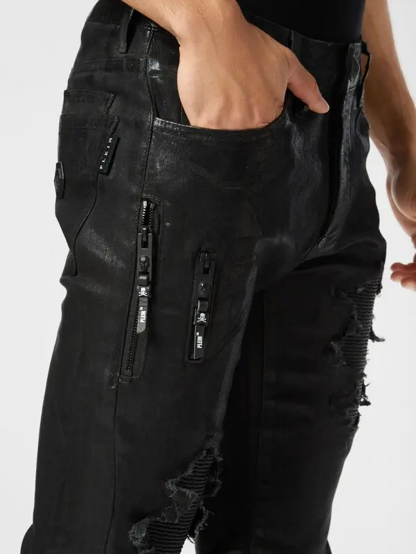 Philipp Plein Distressed Moto Jeans
