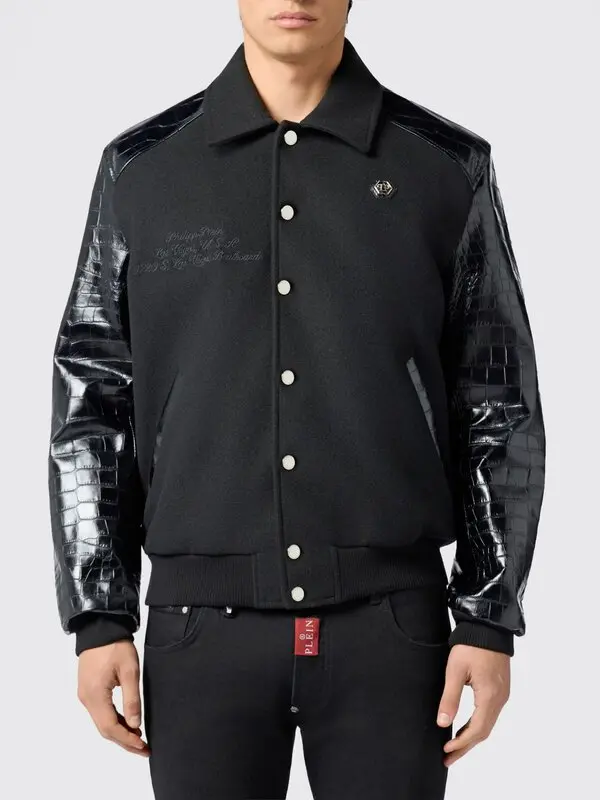 Philipp Plein Varsity Jacket With Crocodile-embossed Sleeves