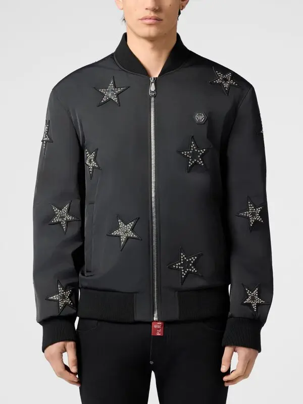 Philipp Plein Embellished Star Bomber Jacket - Black