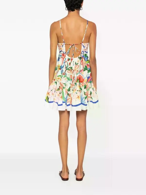 Farm Rio Off- Floral-print Ruffled Mini Dress