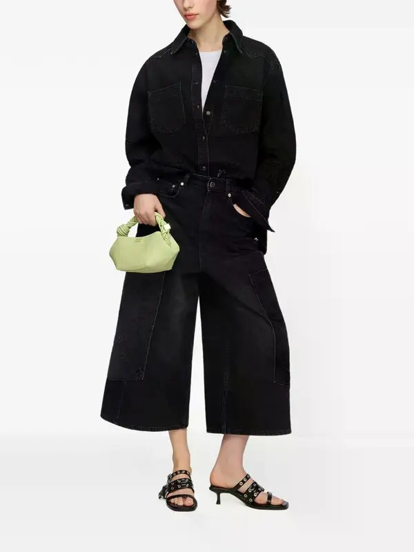 GANNI Broderie Anglaise Denim Shirt - Black