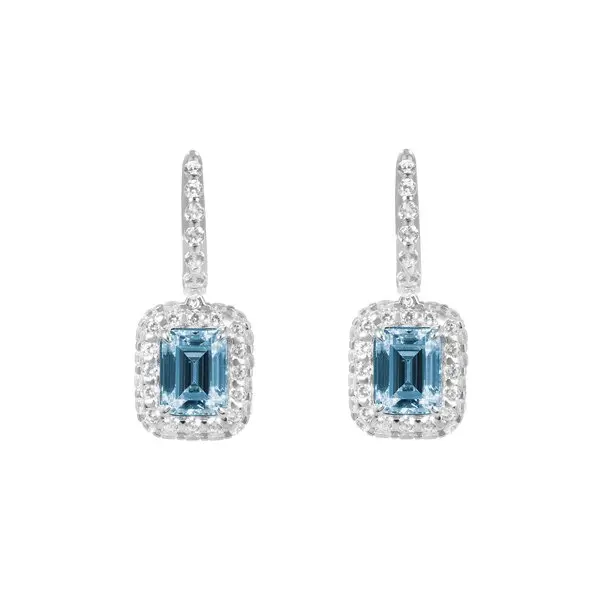 Arte Madrid Gemma Emerald-cut Gemstone Hoop Earrings - Blue