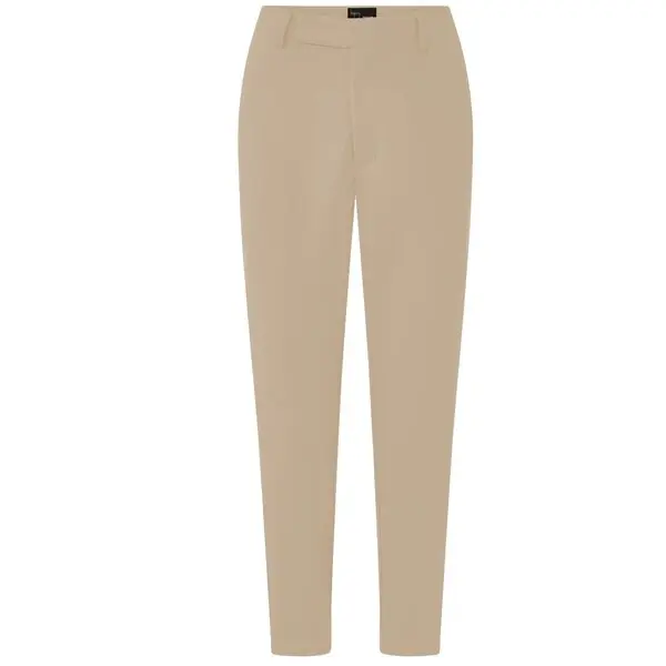 Layo G Caramel Tan Stretch Crepe Cropped Dress Pants - Brown