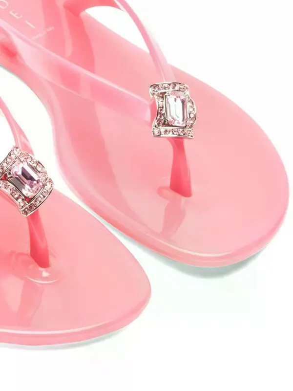 Casadei Crystal Embellished Flip Flops
