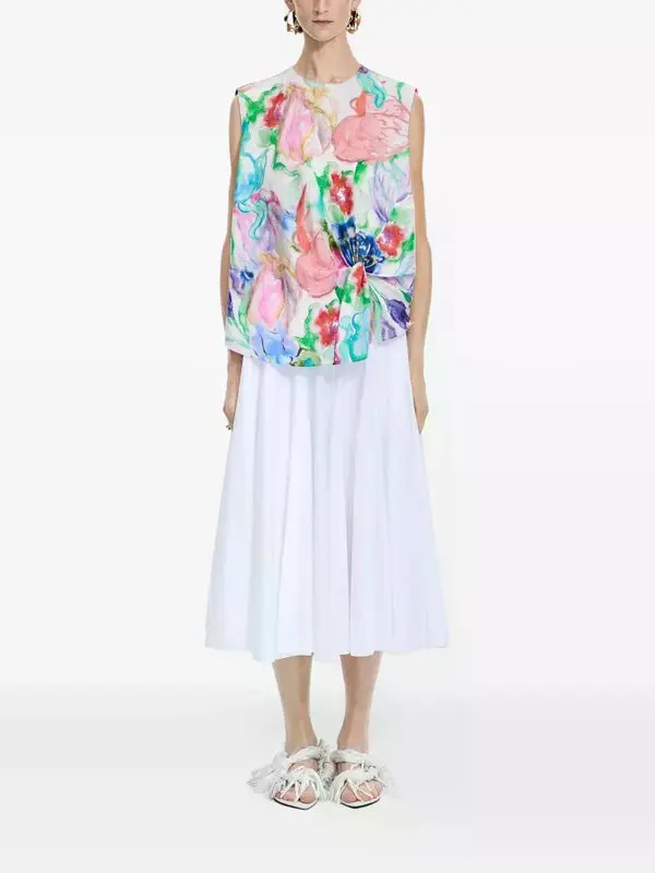 JNBY Floral-print Sleeveless Blouse - Blue