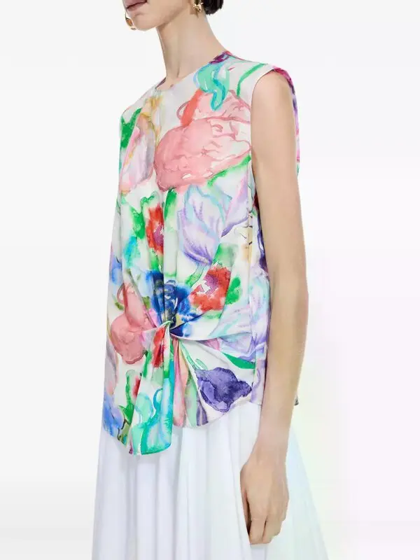 JNBY Floral-print Sleeveless Blouse - Blue