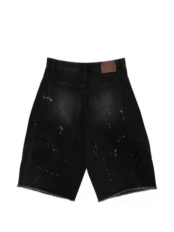 CROQUIS Paint-splatter Frayed-edge Denim Shorts