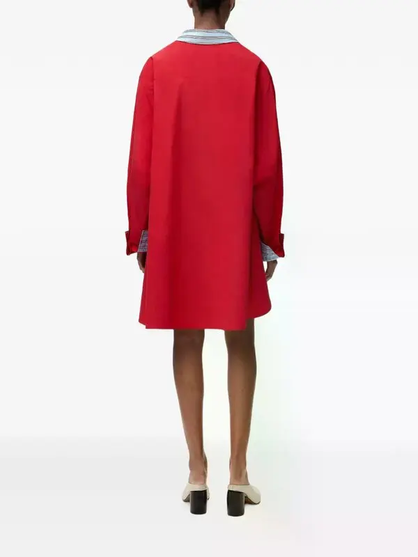 Loewe Contrast Collar Mini Shirt Dress - Red