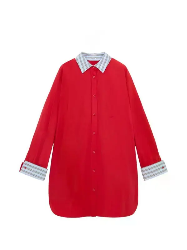 Loewe Contrast Collar Mini Shirt Dress - Red