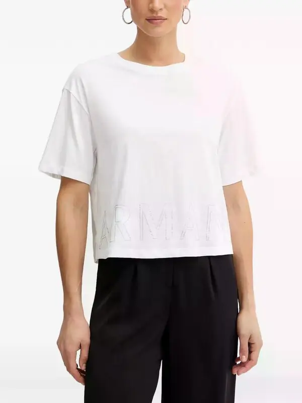 Armani Exchange Rhinestone Logo T-shirt - White