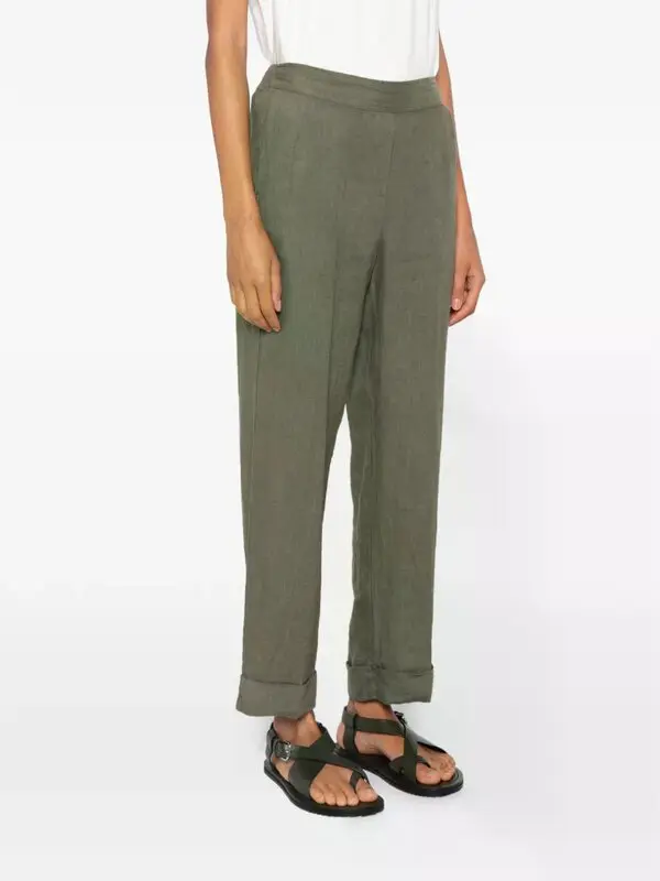ZANETTI Olive Trousers With Elasticated Waistband And Turned-up Cuffs