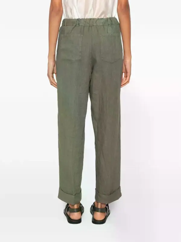 ZANETTI Olive Trousers With Elasticated Waistband And Turned-up Cuffs
