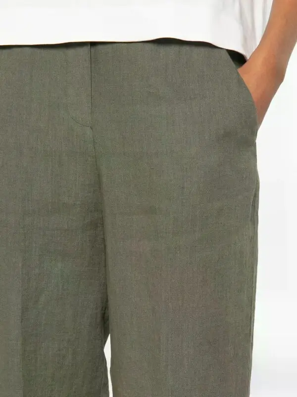 ZANETTI Olive Trousers With Elasticated Waistband And Turned-up Cuffs