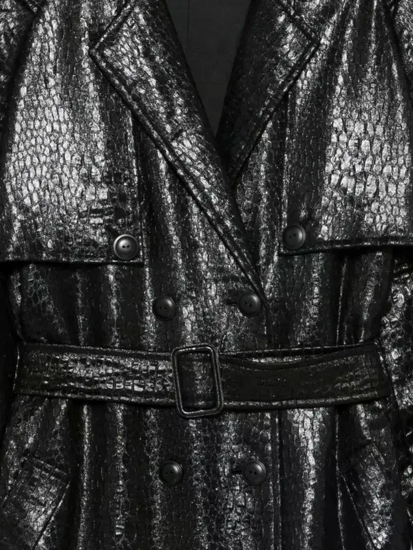 Valentino Garavani 1980s Snake-effect Belted Coat