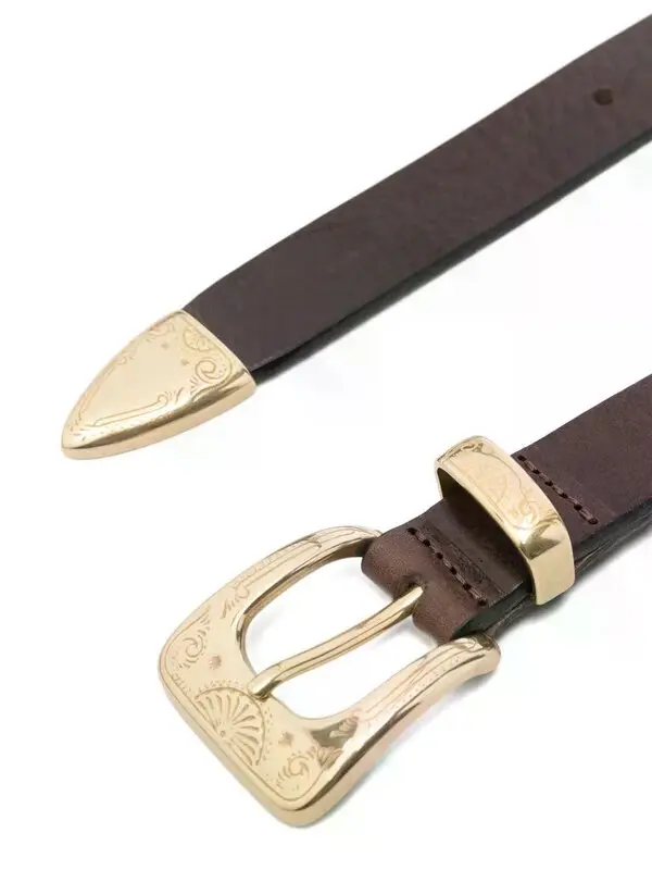 DA.D Engraved Buckle Leather Belt