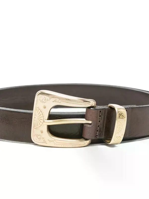 DA.D Engraved Buckle Leather Belt