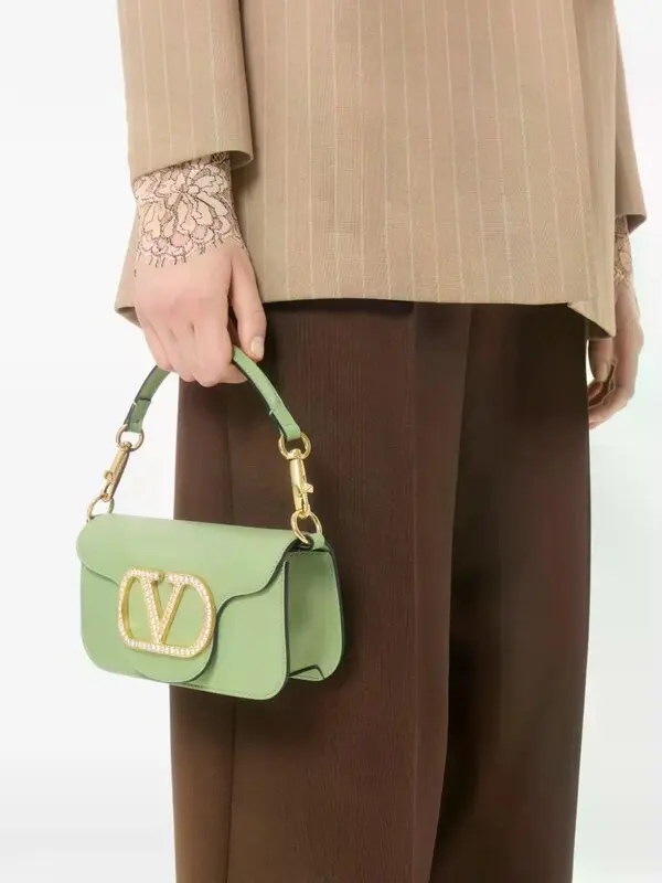 Valentino Garavani Locò Small Shoulder Bag With Jewel Logo - Green