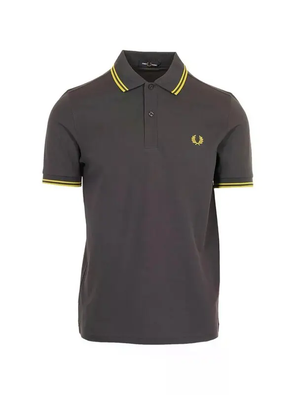 Fred Perry Tipping-detail Laurel Wreath Polo Shirt - Grey