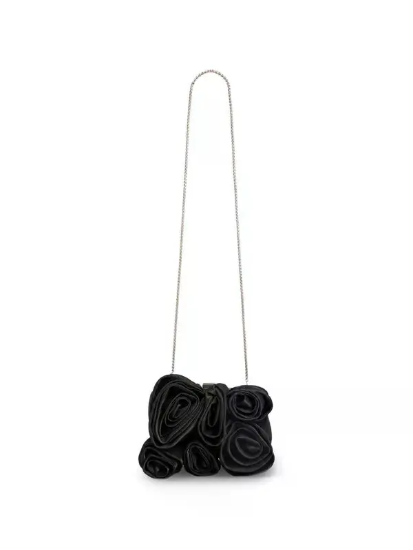 GEMY MAALOUF Clutch Bag With Floral Appliqué And Chain Strap - Black